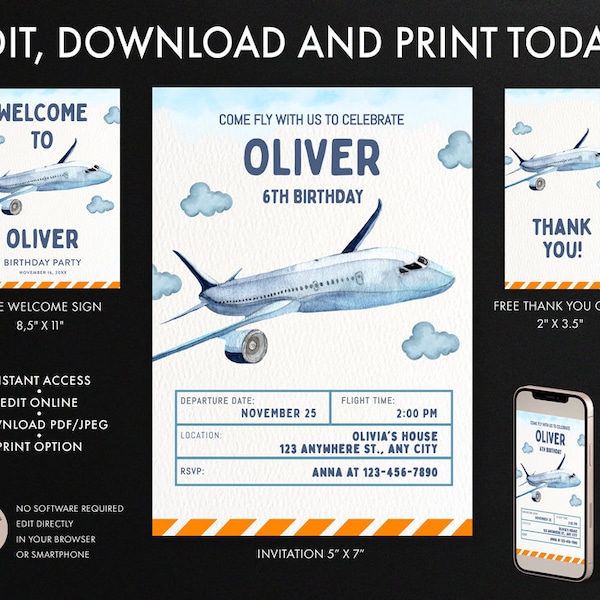 Airplane Invitation - Etsy