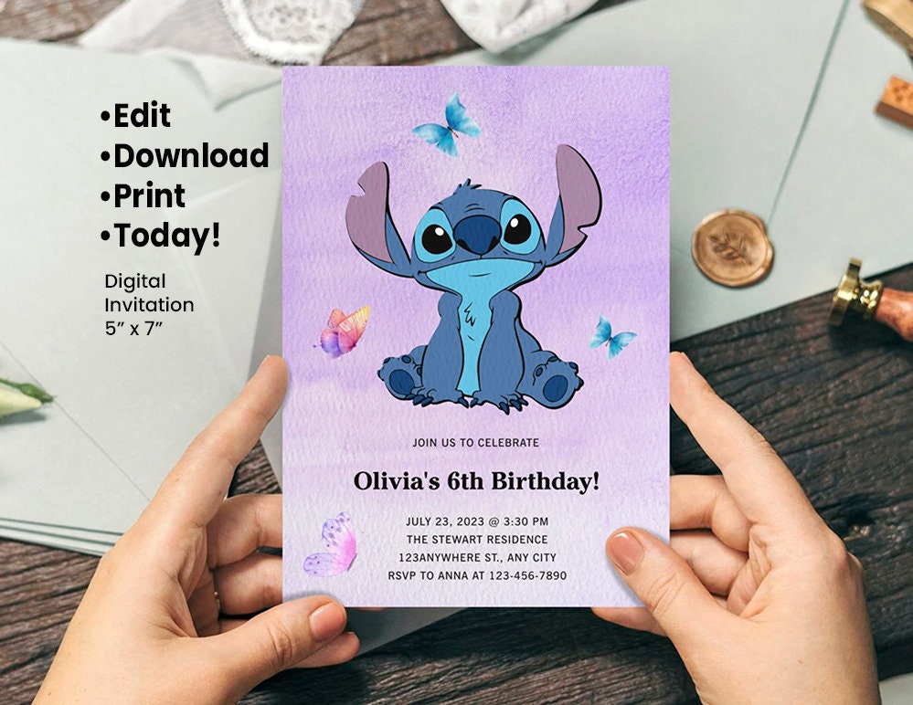 Invitación de cumpleaños de Stitch, fiesta de Sweet Stitch, invitación ...