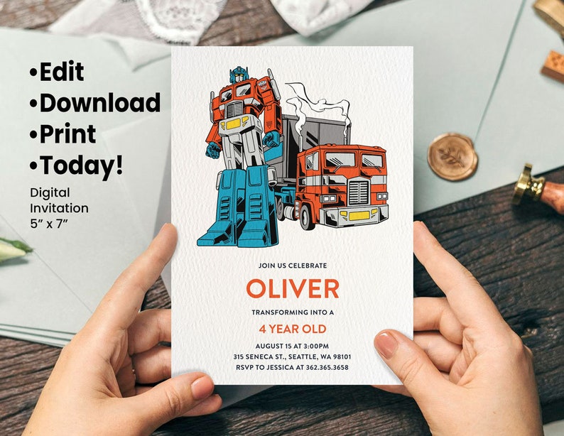 Transformers Birthday Invitation, Bumblebee Invitation, Digital ...