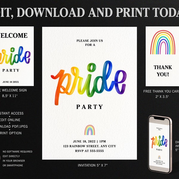 Pride Party Invitations - Etsy