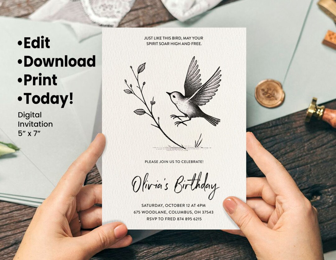 Bird Birthday Party Invitation - Etsy