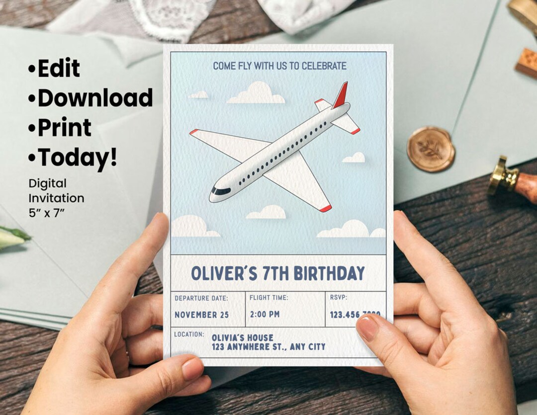 Airplane Birthday Party Invitation - Etsy