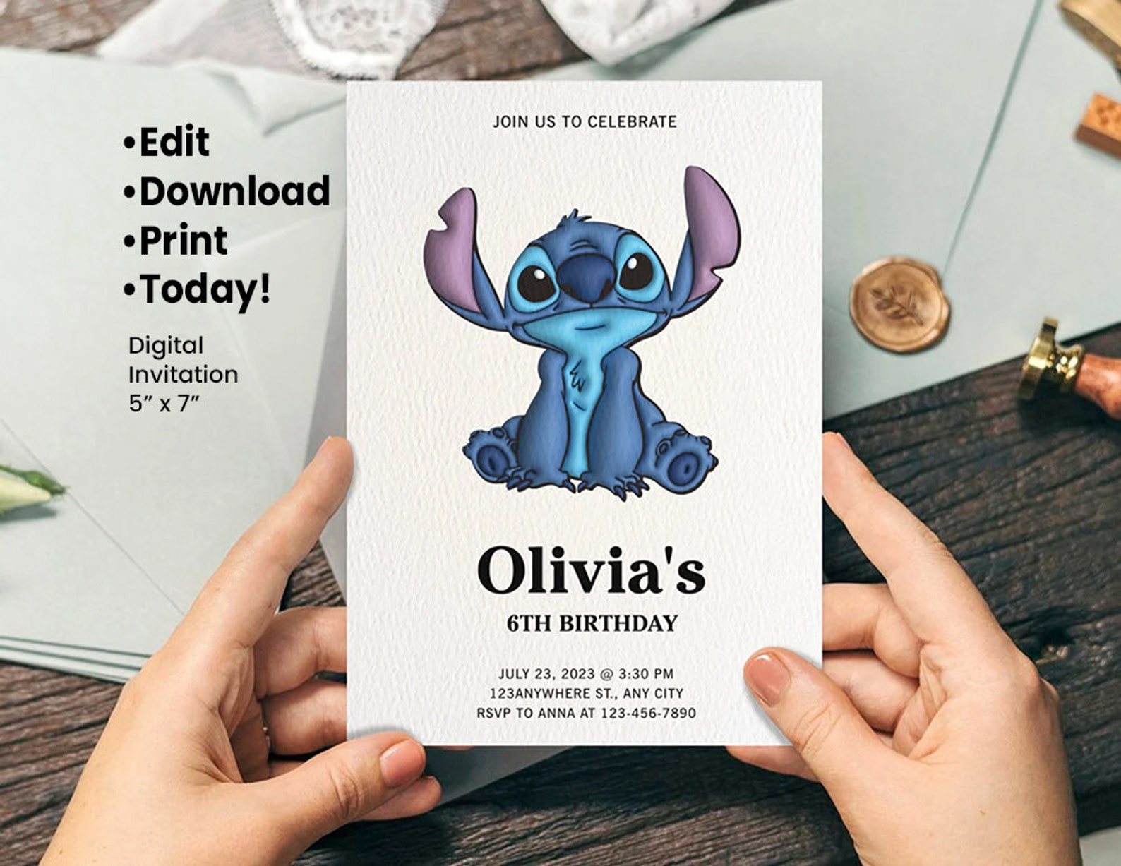 Stitch Birthday Invitation, Sweet Stitch Party, Love Stitch Invitation ...