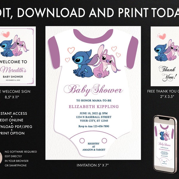Stitch Baby Shower Invitation - Etsy