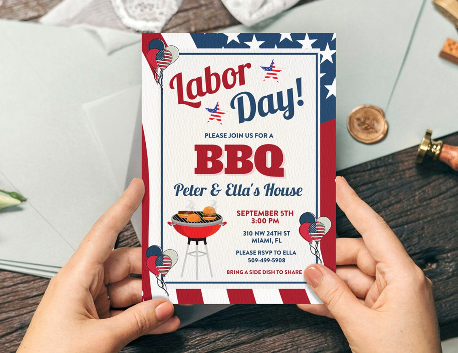 Labor Day BBQ Party Invitation, Labor Day Editable Invitation Template ...