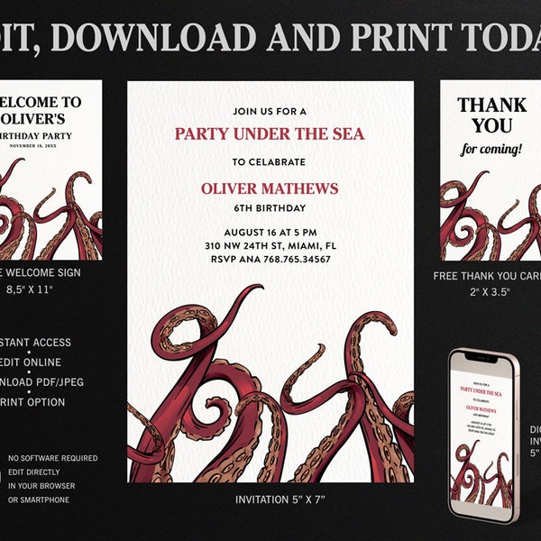 Octopus Birthday - Etsy