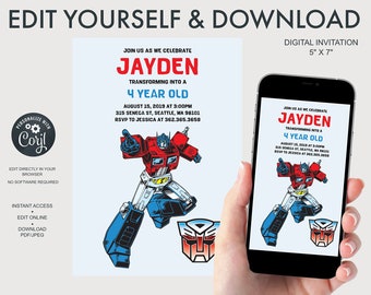 Optimus Prime Birthday Invitation | Etsy