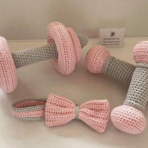Baby Barbell (set of 5 Pieces) and Headband Digital PDF Crochet Pattern ...
