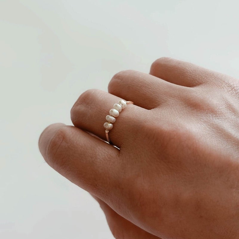 Gold Pearl Ring - Etsy