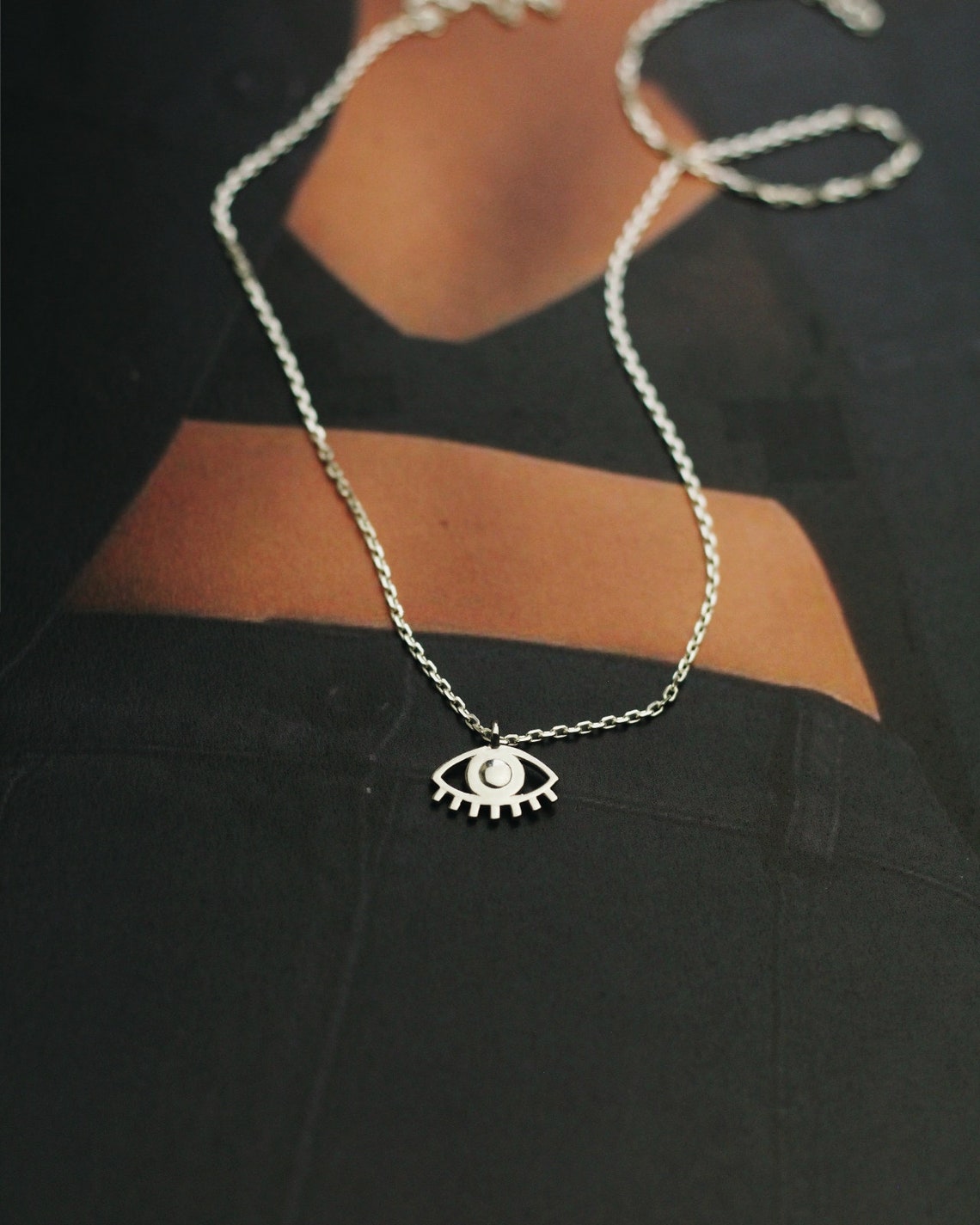 925 Silver Dainty Eye necklace 925 Sterling Silver | Etsy