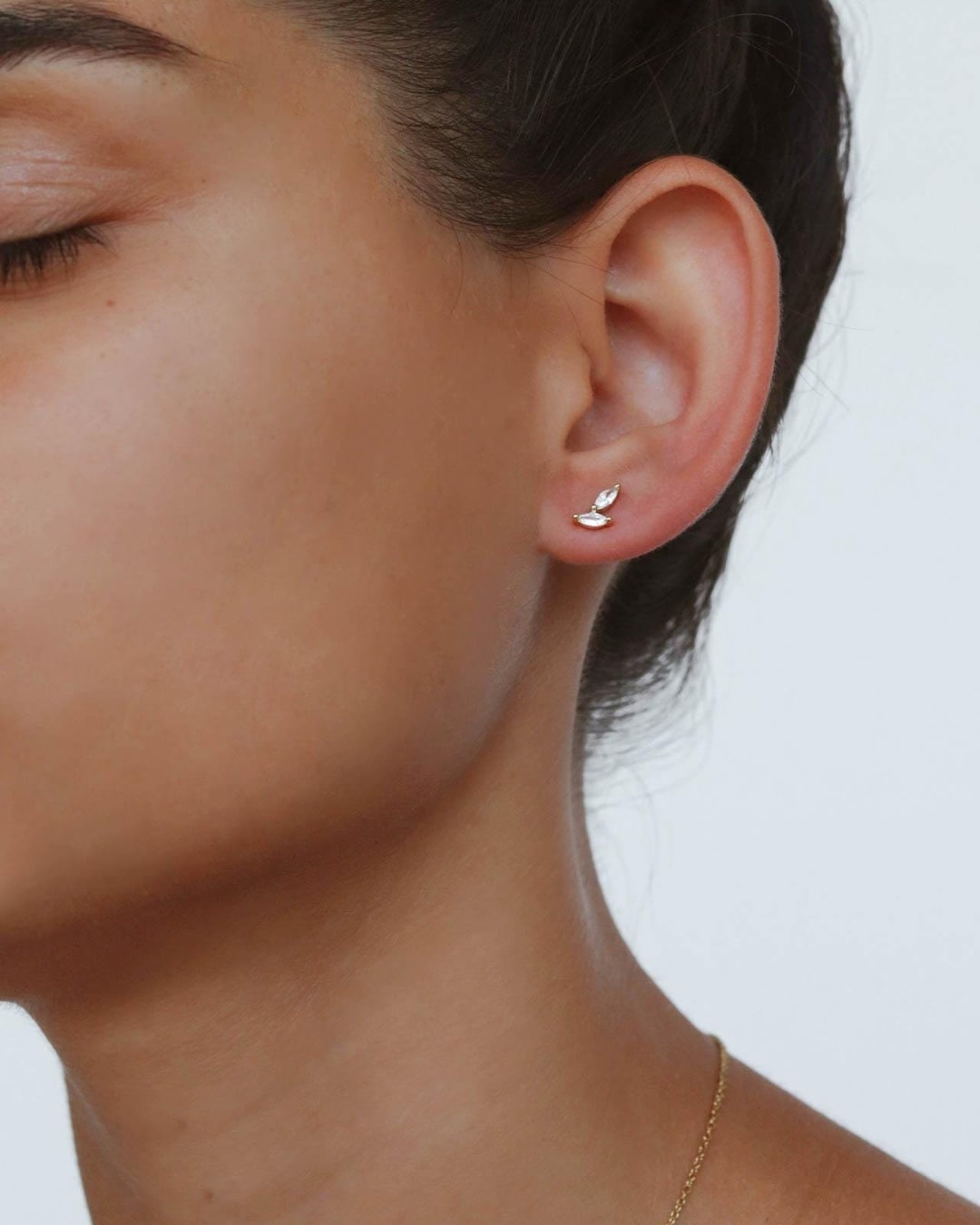 Waterproof - Gemstone Studs - Gold Diamond Studs - Stack - 18K Gold ...