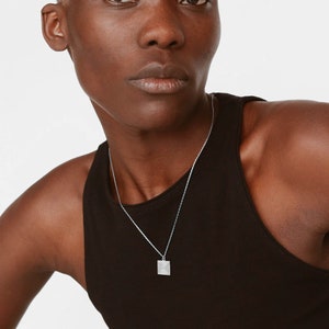 Square Shaped Pendant Necklace - 925 Sterling Silver Necklace ...