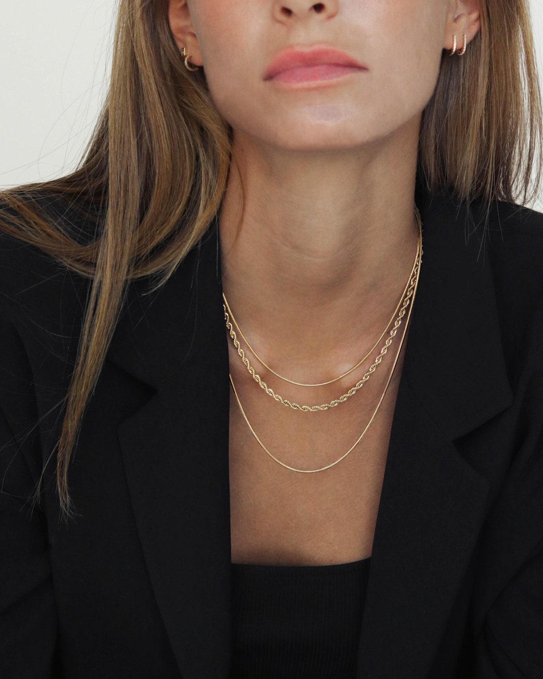 3 Layers Chain Necklace - Never Fades - Waterproof - Gold Layered ...