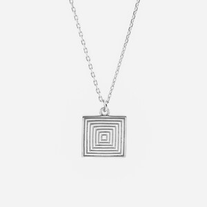 Square Shaped Pendant Necklace - 925 Sterling Silver Necklace ...