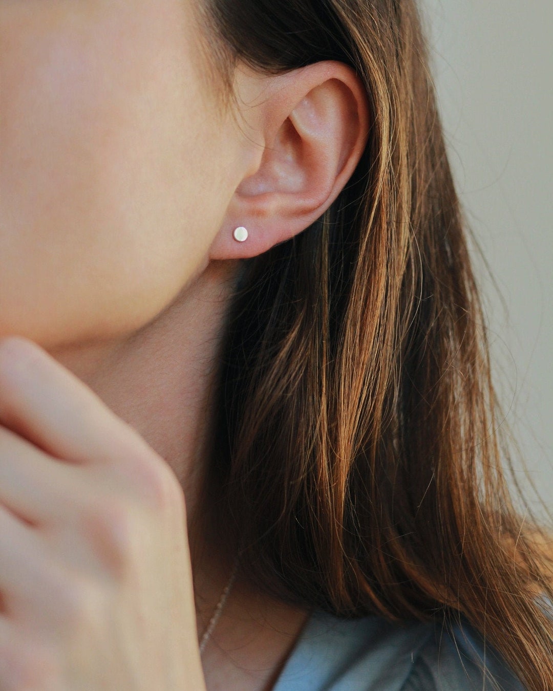 Tiny Disc Studs - 925 Solid Sterling Silver - Disc Earrings - Round ...