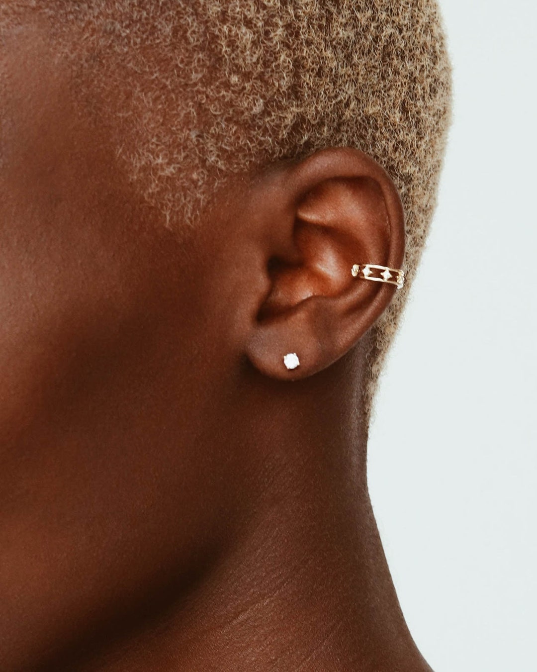 Ear Cuff 18k Gold Vermeil White CZ Ear Cuff Gold Ear Cuff White Stone ...