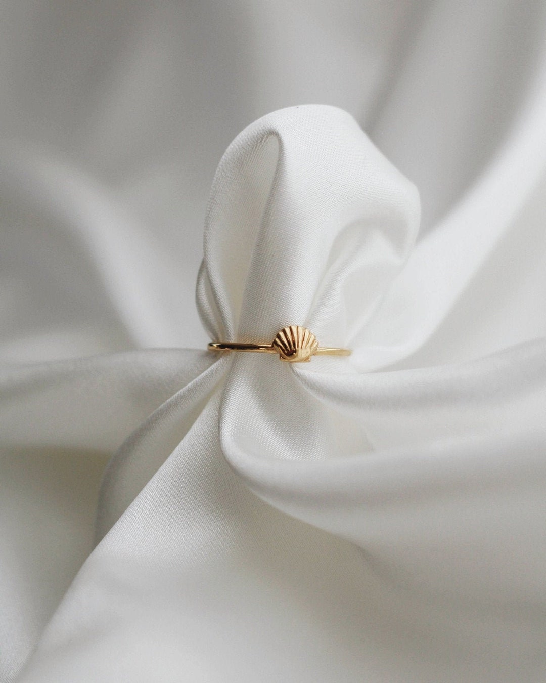 Waterproof - Seashell Ring - 18k Gold Vermeil Ring - Minimalist Ring ...