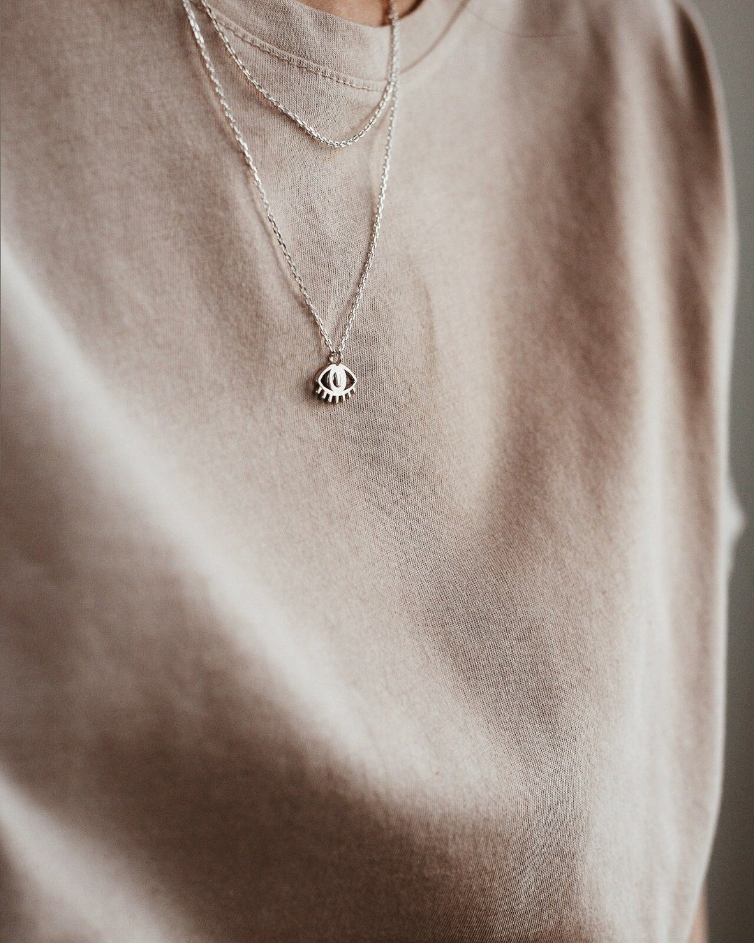 925 Silver Dainty Eye Necklace - 925 Sterling Silver - Minimalist ...