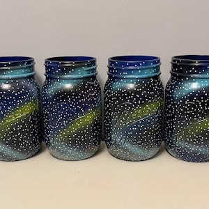 Hand Painted Galaxy Pint Mason Jar: Space Party Centerpiece - Etsy