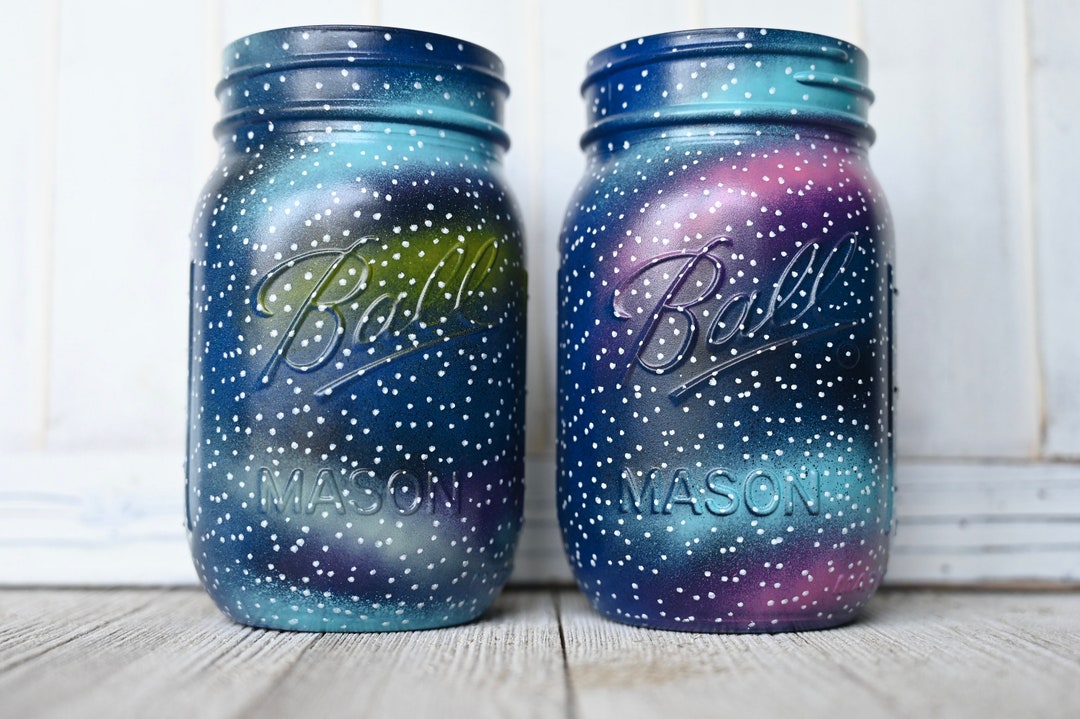 Hand Painted Galaxy Pint Mason Jar: Space Party Centerpiece - Etsy