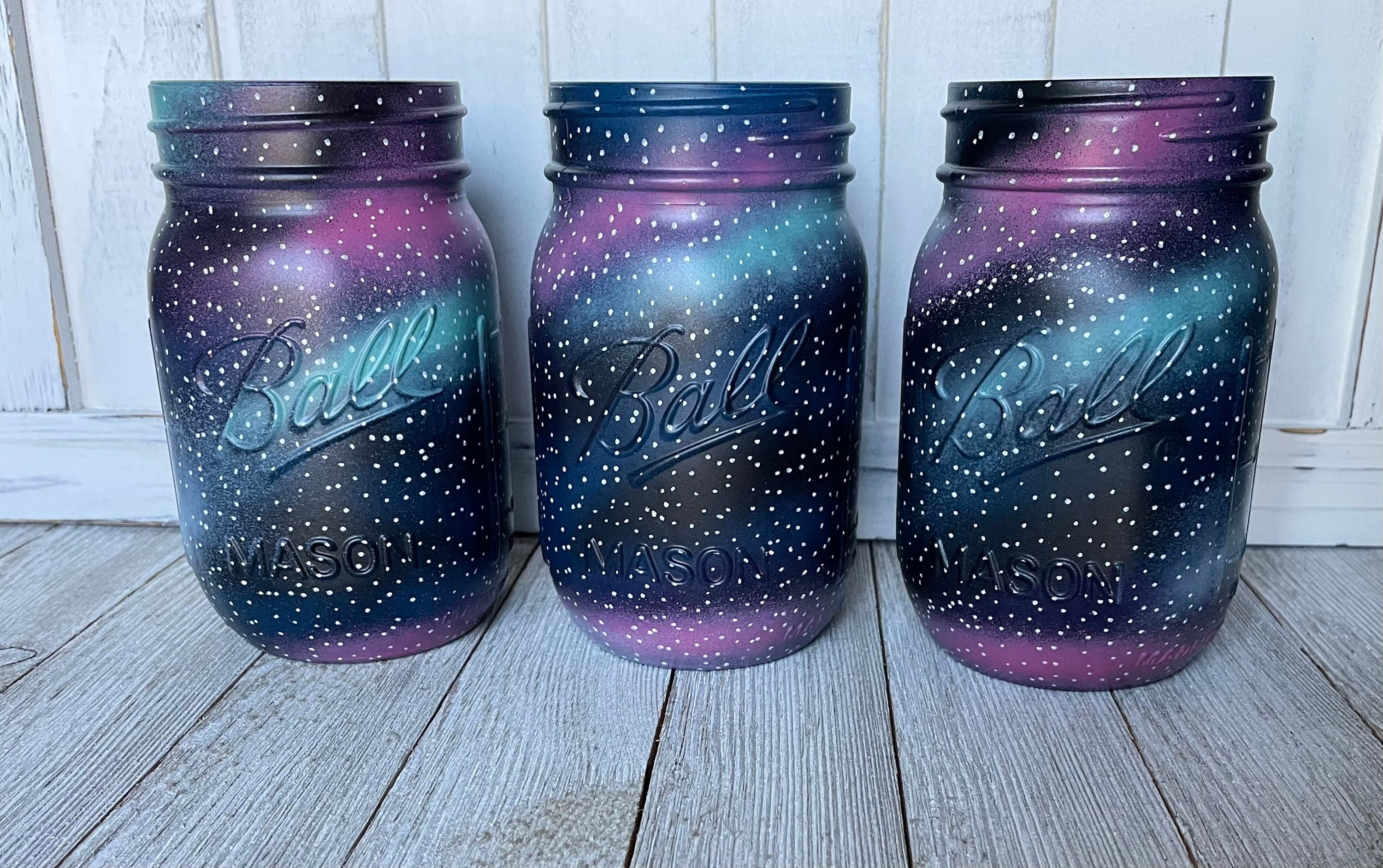 Hand Painted Galaxy Pint Mason Jar: Space Party Centerpiece - Etsy