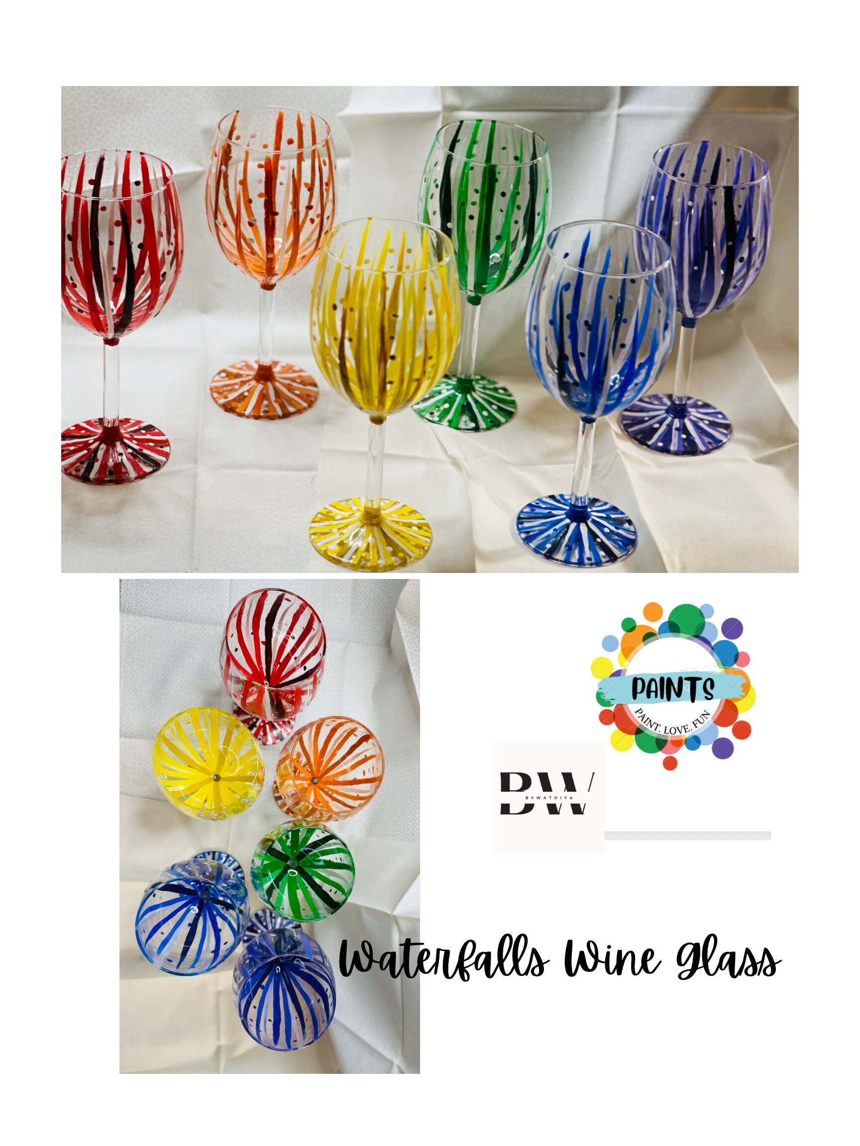 Hand Painted Personalized Waterfall Wine Glass - Etsy