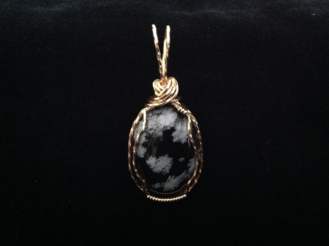 Handcrafted Snowflake Obsidian 14k Wire Wrapped Pendant - Etsy