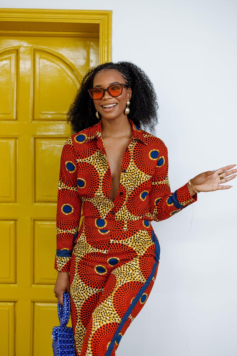 EVA AFRICAN PRINT Straight-leg Two Piece Set - Etsy