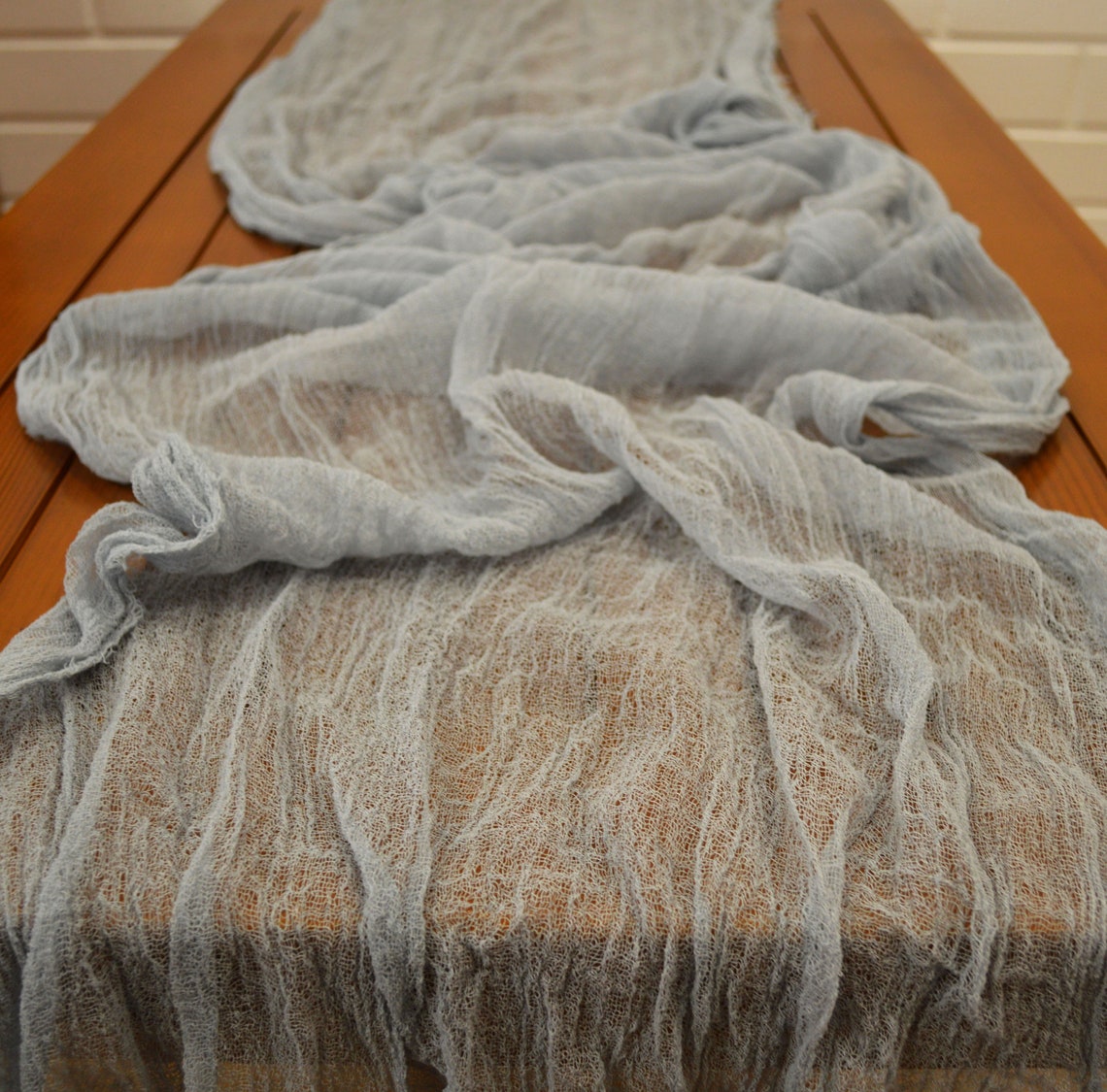 Cool Gray Wedding Runner Handdyed Gauze Centerpieces, Pearl Gray Rustic ...