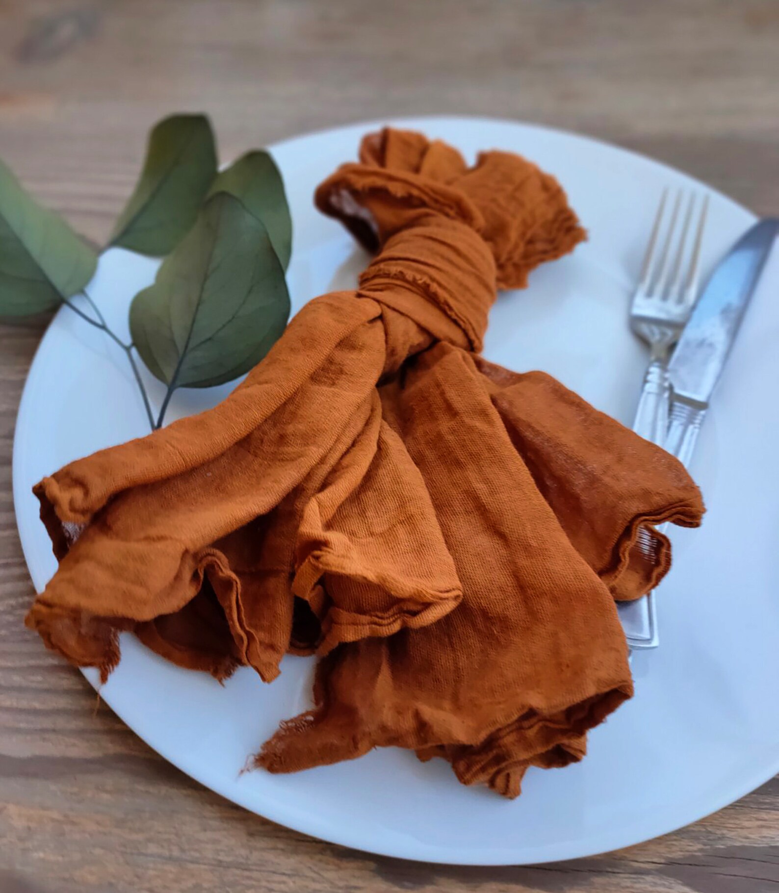 Rust double gauze dinner napkin Burnt orange hand dyed | Etsy