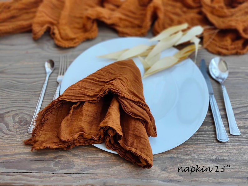 Rust Double Gauze Hand Dyed Runner High Grade Gauze Wedding | Etsy