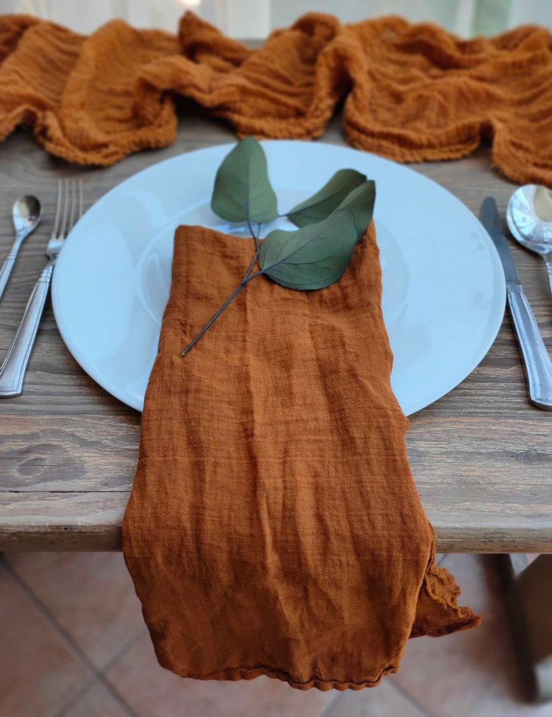 Rust double gauze dinner napkin Burnt orange hand dyed | Etsy