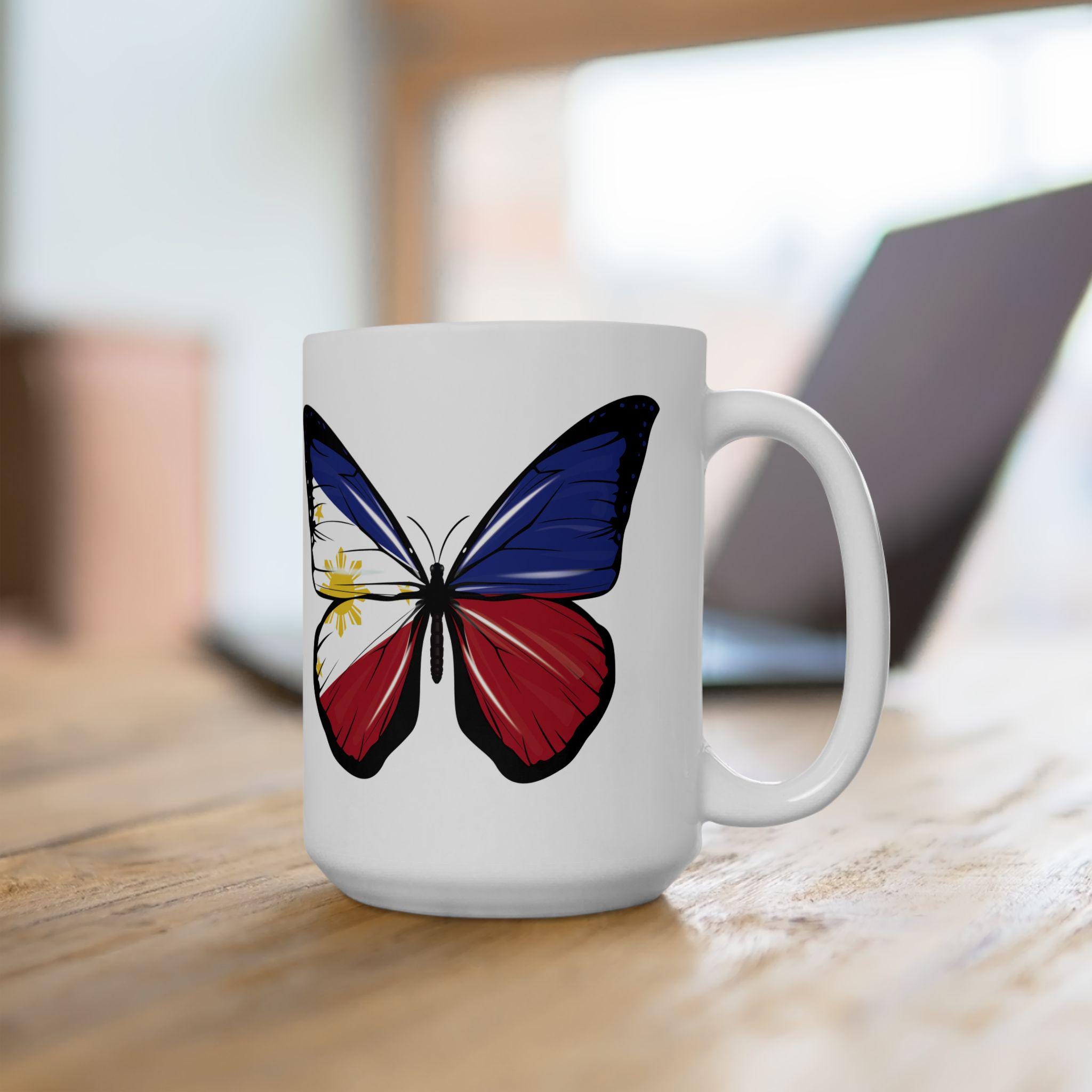 Filipino Flag Butterfly Coffee Mug - Ceramic Cup With Philippines Pride ...