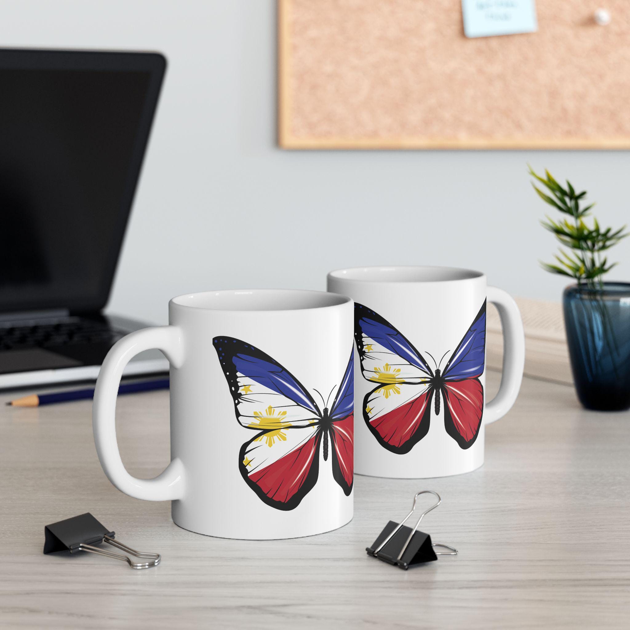 Filipino Flag Butterfly Coffee Mug - Ceramic Cup With Philippines Pride ...