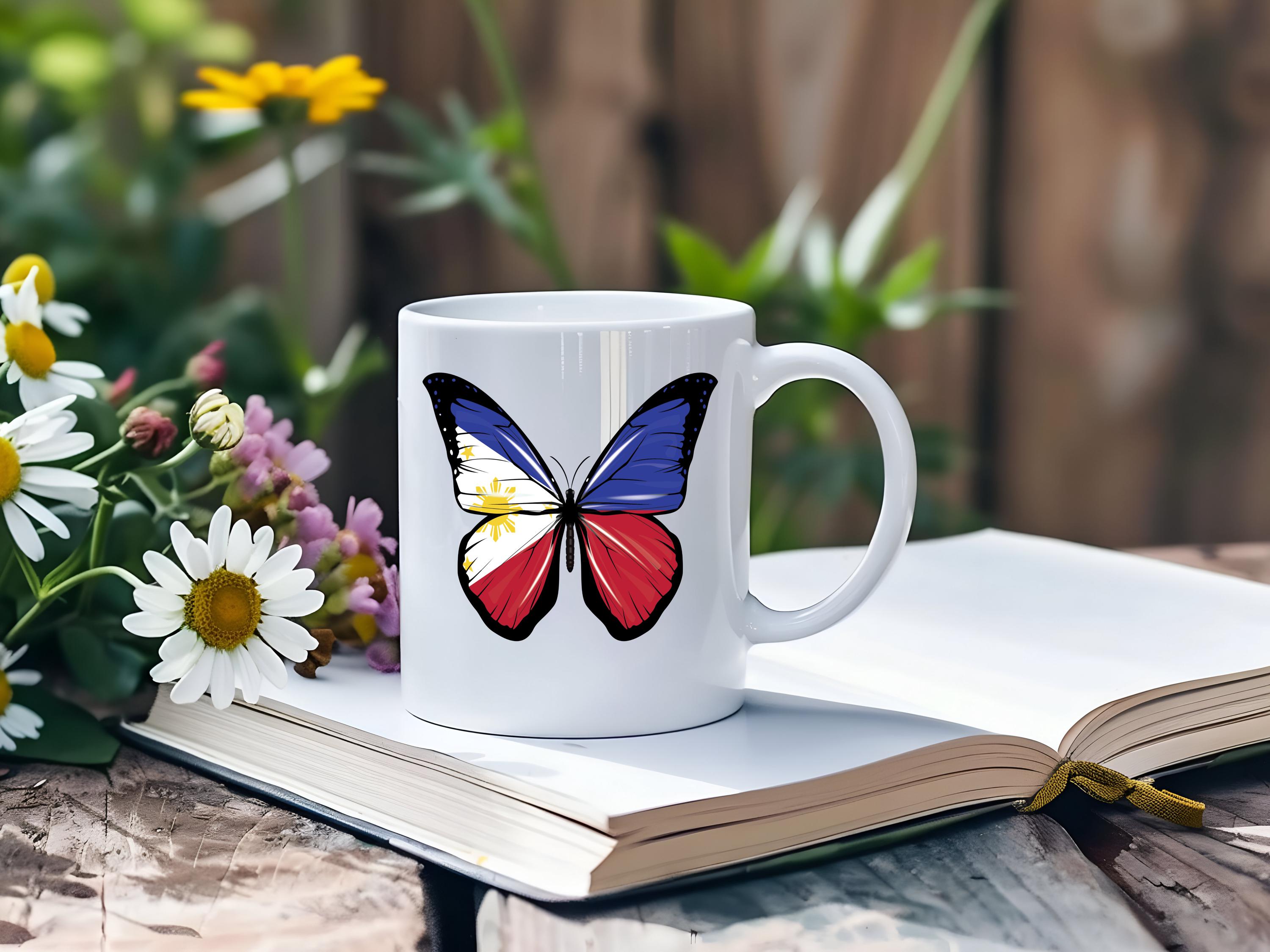 Filipino Flag Butterfly Coffee Mug - Ceramic Cup With Philippines Pride ...