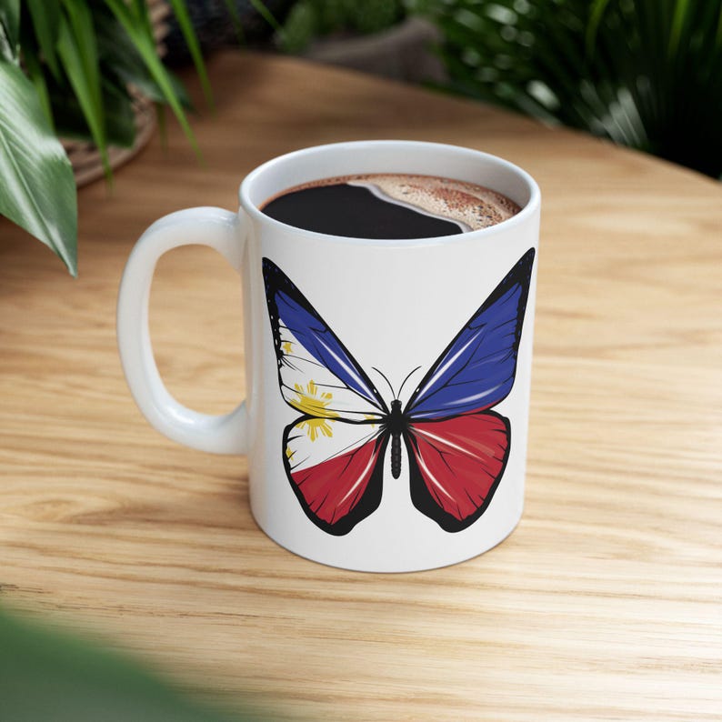 Filipino Flag Butterfly Coffee Mug - Ceramic Cup With Philippines Pride ...