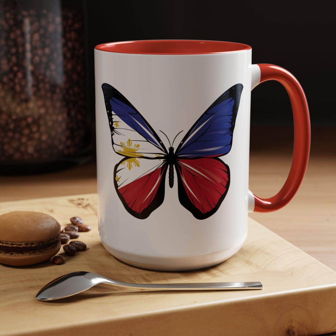 Filipino Flag Butterfly Accent Coffee Mug - 5 Colors With Philippines ...