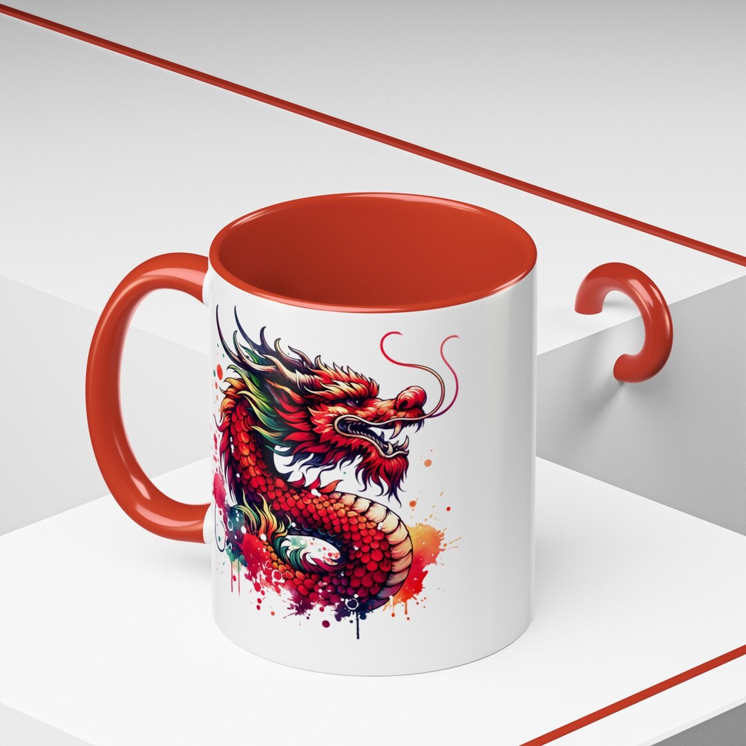 Chinese Dragon Coffee Mug With Interior Accent Color - Unique & Stylish ...
