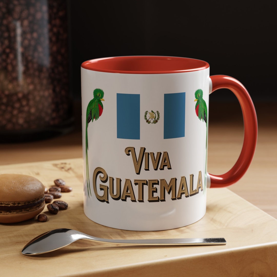 Guatemalan Flag Accent Coffee Mug, 11oz & 15oz, Quetzal Bird Design ...