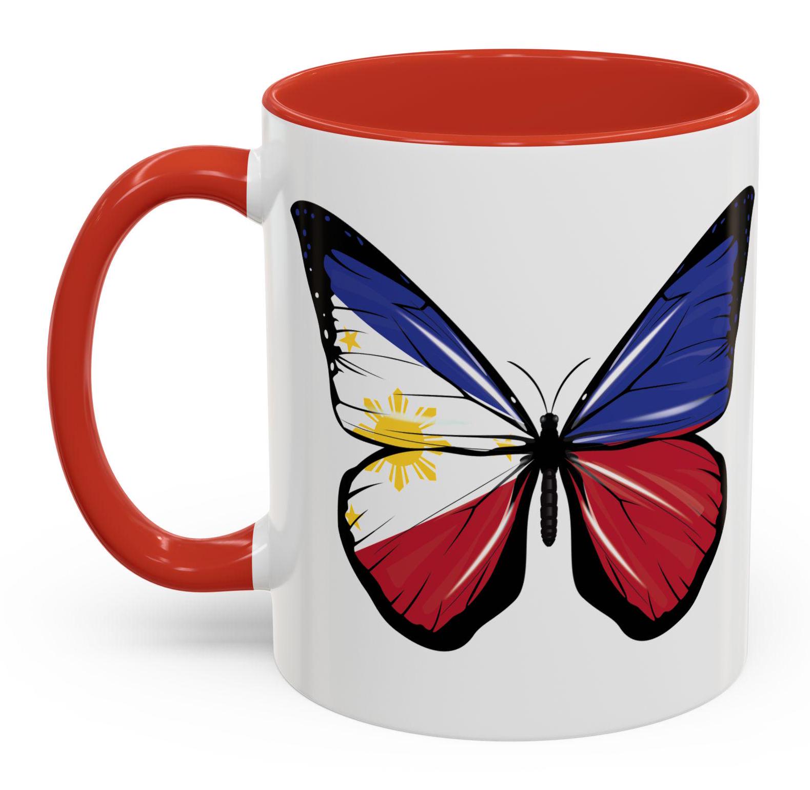 Filipino Flag Butterfly Accent Coffee Mug - 5 Colors With Philippines ...