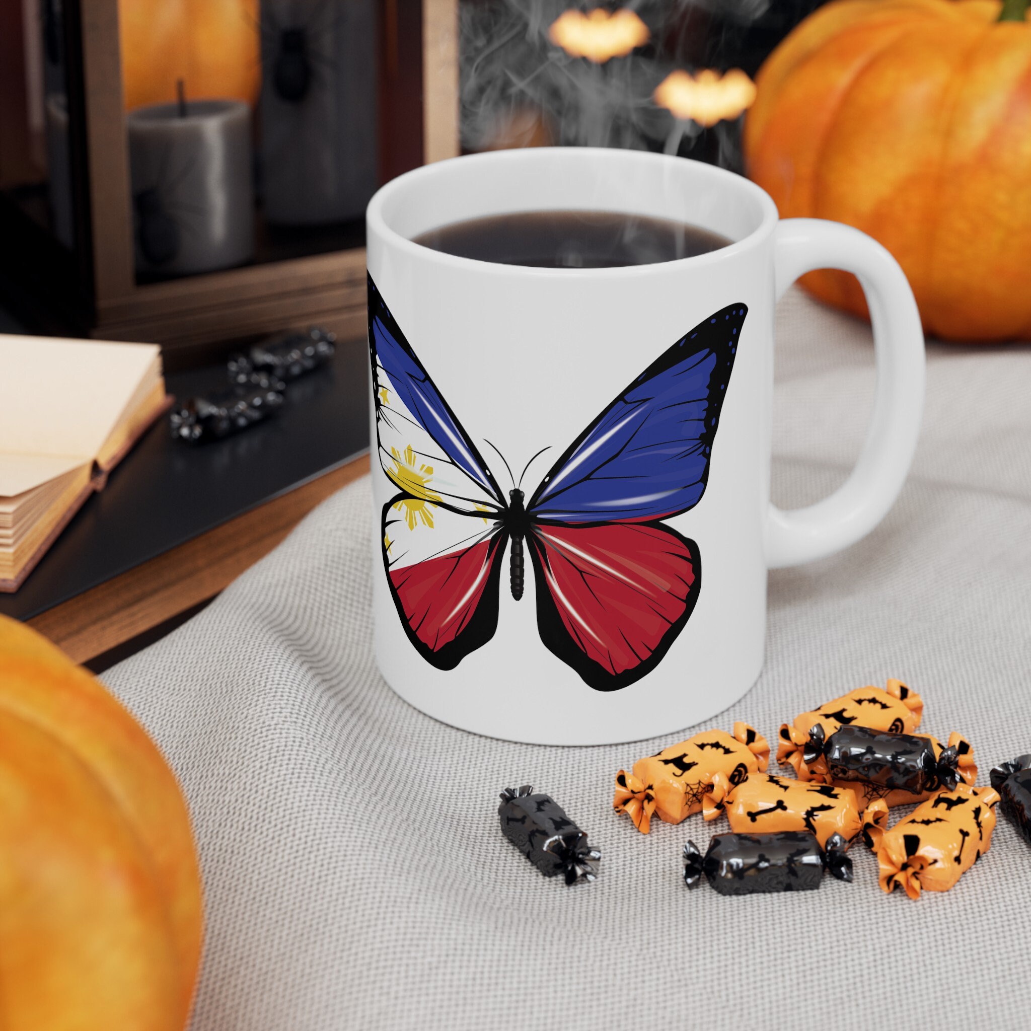 Filipino Flag Butterfly Coffee Mug Ceramic Cup With Philippines Pride ...