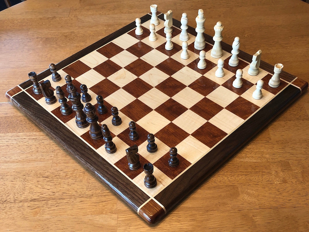 Jatoba Cherry Maple Chess Board With Black Walnut Borders, Cherry ...