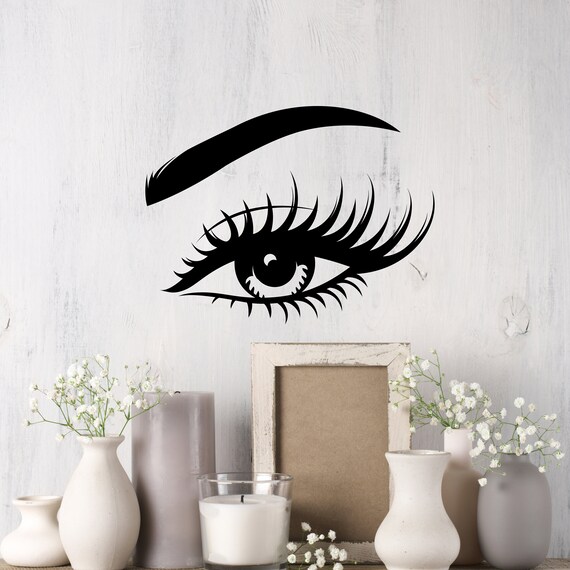 Wall Decal Window Sticker Beauty Salon Woman Face Eyelashes Lashes ...