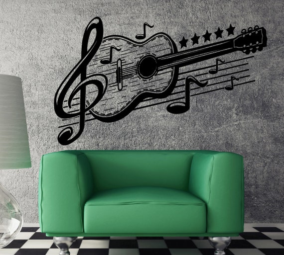Vinyl Decal Guitar Notes Music Band Party Bedroom Unique Decor | Etsy