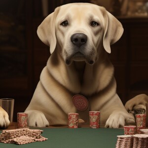Yellow Labs Playing Poker. Dogs, Cards Labradors Labrador Retrievers - Etsy