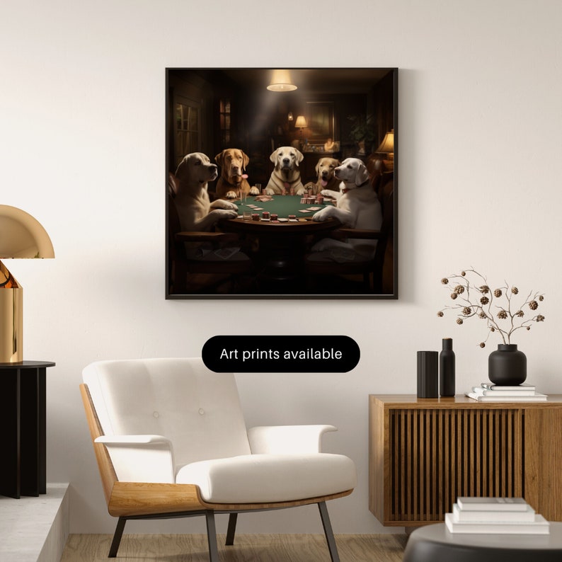 Yellow Labs Playing Poker. Dogs, Cards Labradors Labrador Retrievers - Etsy