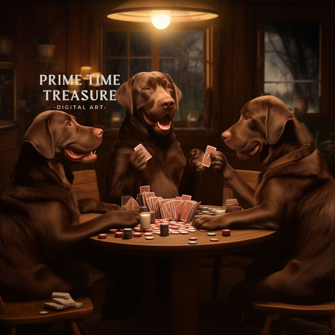 Chocolate Labs Playing Poker. Dogs, Cards Labradors Labrador Retrievers ...
