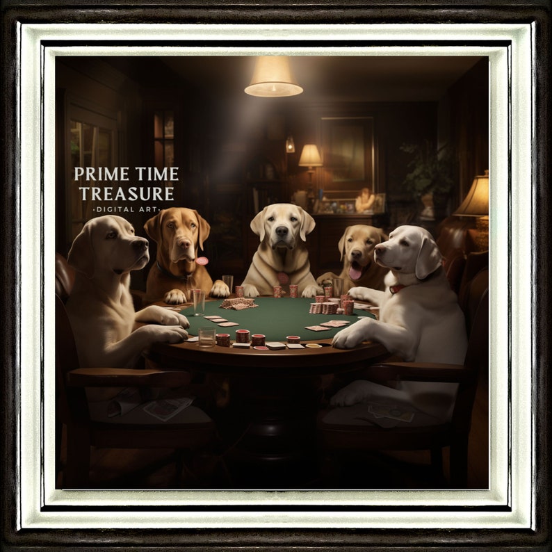 Yellow Labs Playing Poker. Dogs, Cards Labradors Labrador Retrievers - Etsy