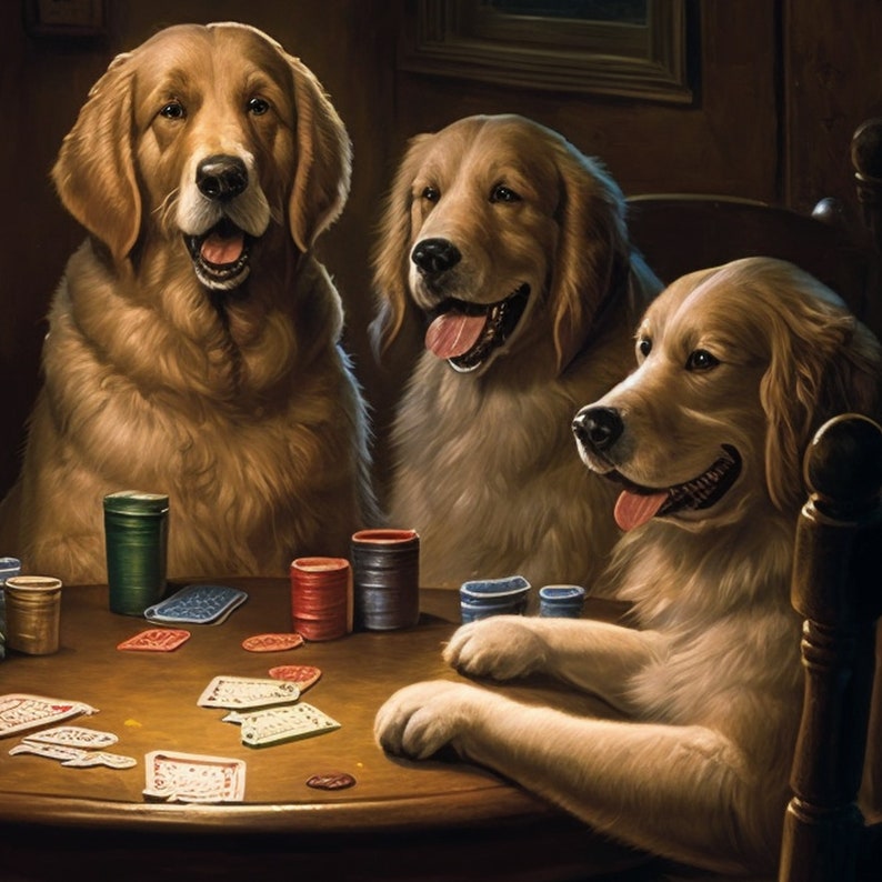 Golden Retreiver Dogs Playing Poker - Etsy