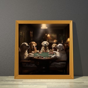 Yellow Labs Playing Poker. Dogs, Cards Labradors Labrador Retrievers - Etsy